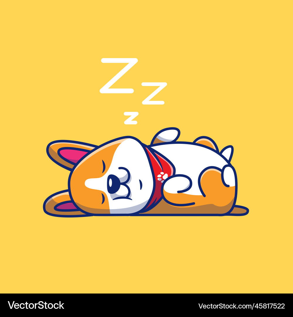 Cute corgi sleeping cartoon Royalty Free Vector Image