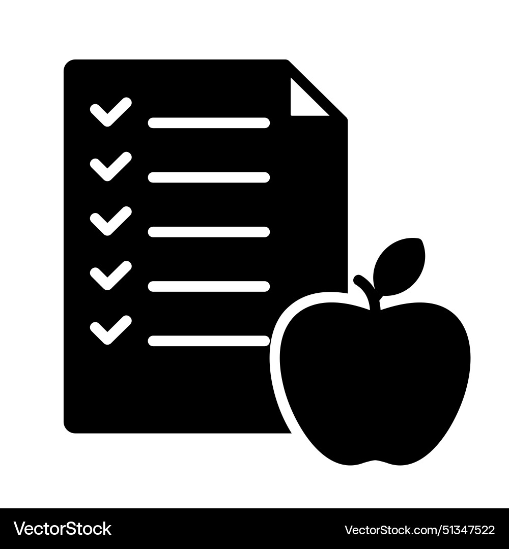 Diet list with apple solid icon graph symbol Vector Image Diet list with apple solid icon graph symbol Vector Image