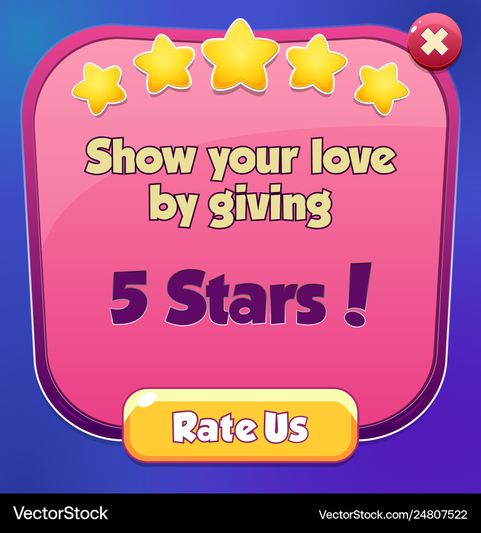 Exit and rate us scene pop up with 5 stars Vector Image