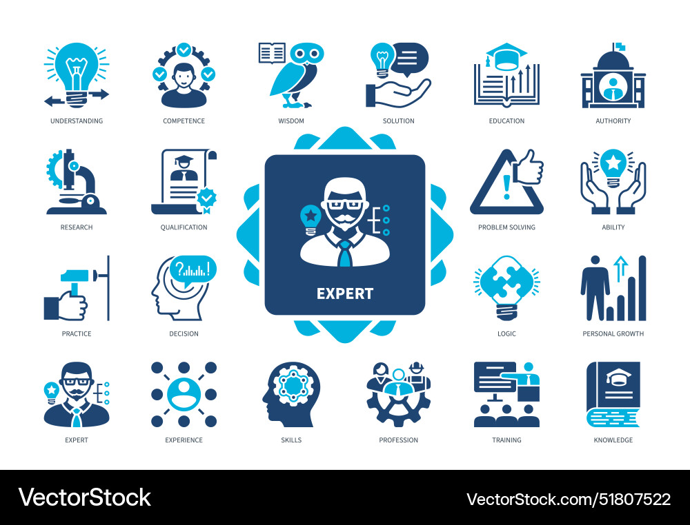 Expert solid icon set Royalty Free Vector Image