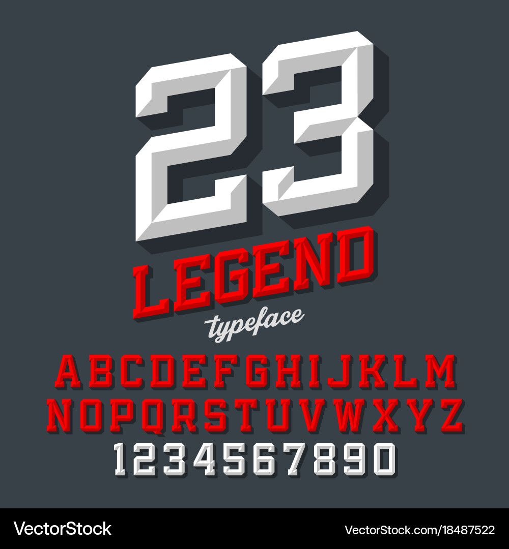 Legend typeface beveled sport style retro font Vector Image