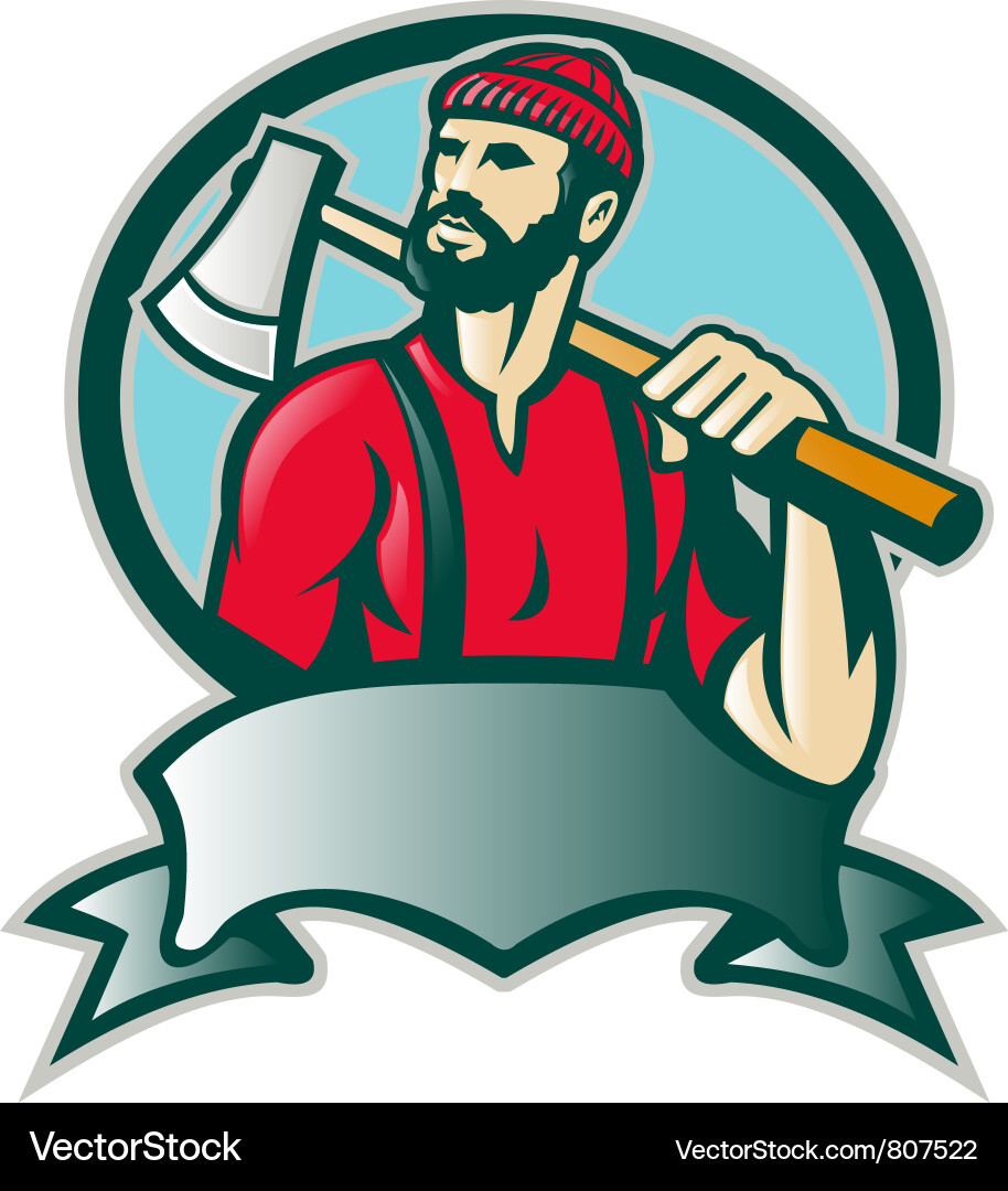 Lumberjack forester with axe Royalty Free Vector Image