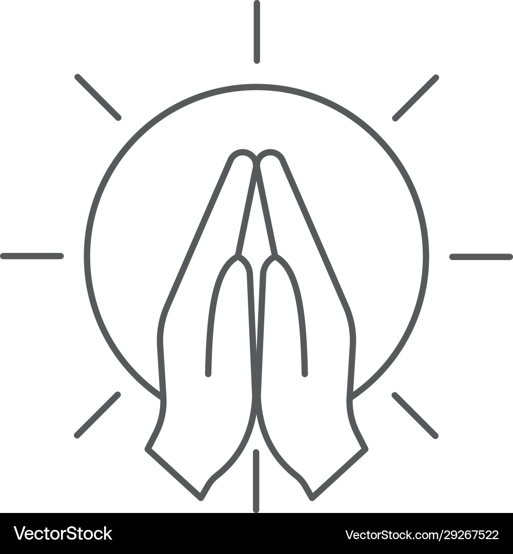 Praying hands icon symbol isolated on white Vector Image