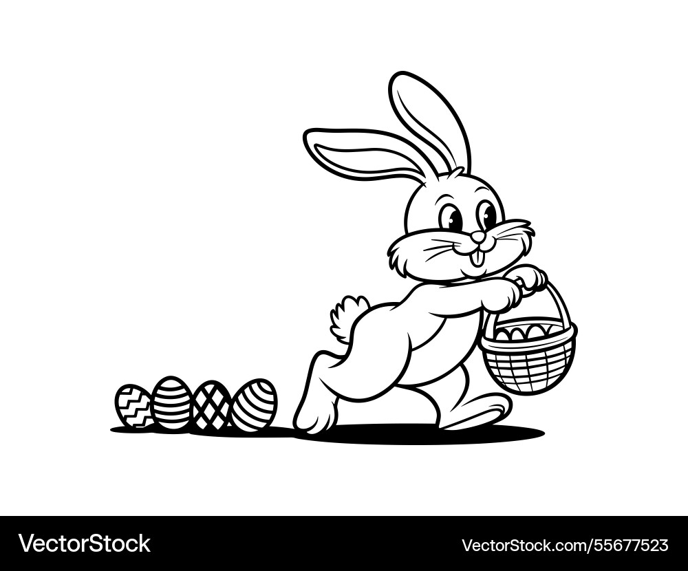 Easter bunny line art cute rabbit holding Vector Image