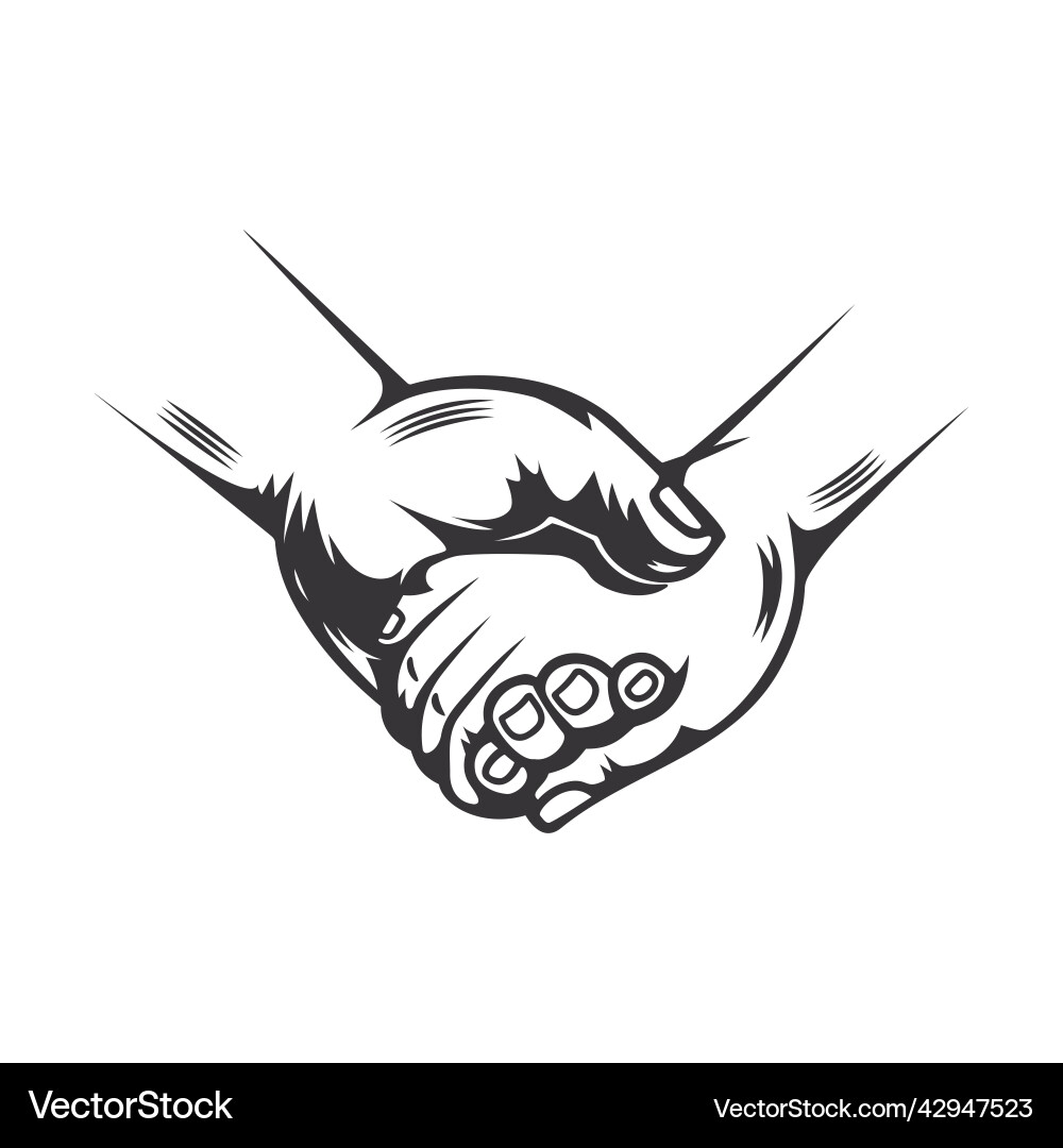 Friendship hand line silhouette holds help Vector Image