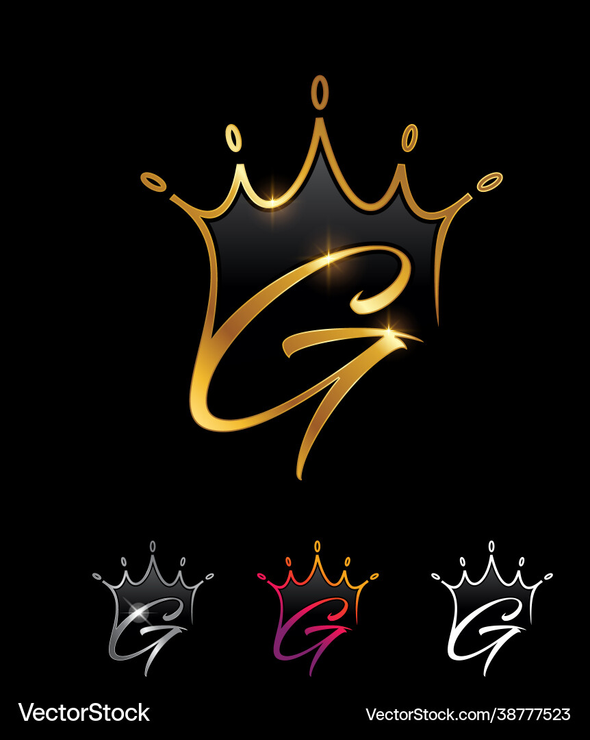 Golden monogram crown initial letter g Royalty Free Vector