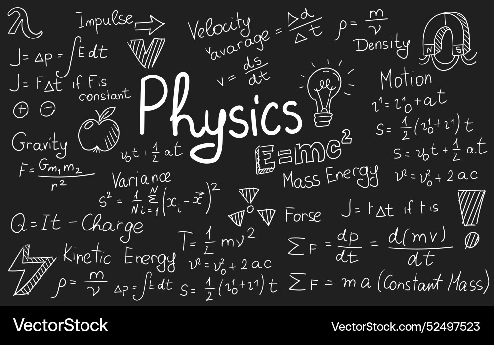 Physics formulas science and education background Vector Image