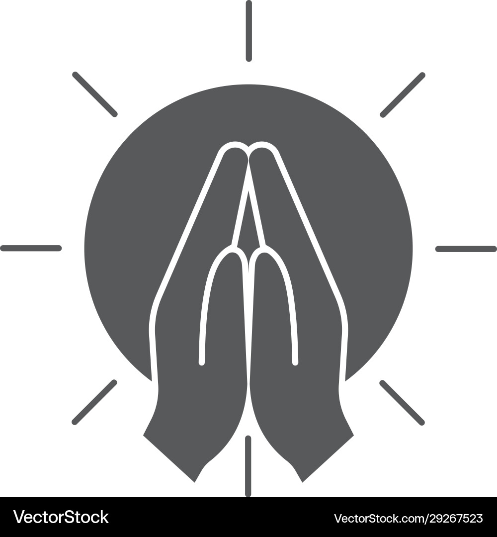Praying hands icon symbol isolated on white Vector Image