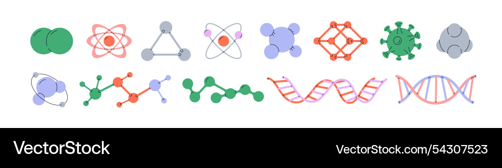 Scientific Molecules & DNA Set Royalty Free Vector Image