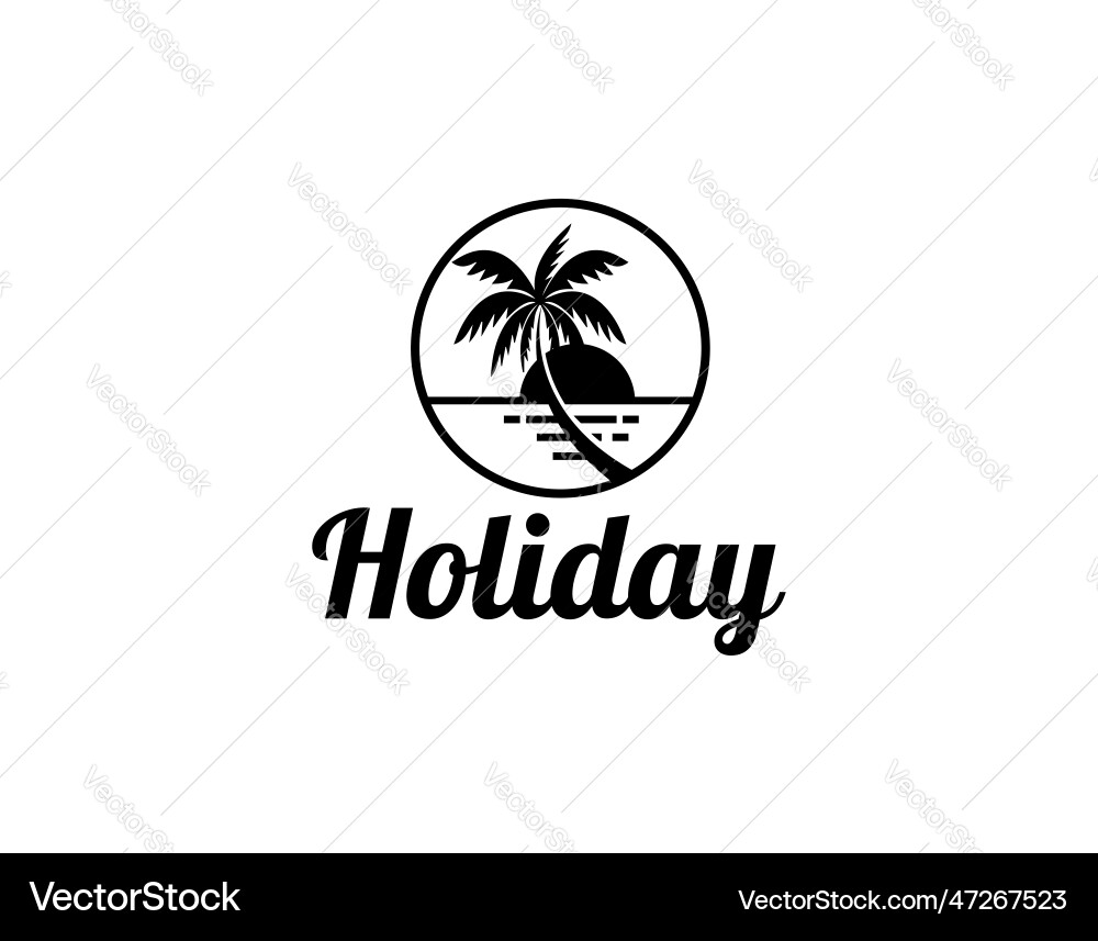 Simple monogram beach logo design template Vector Image