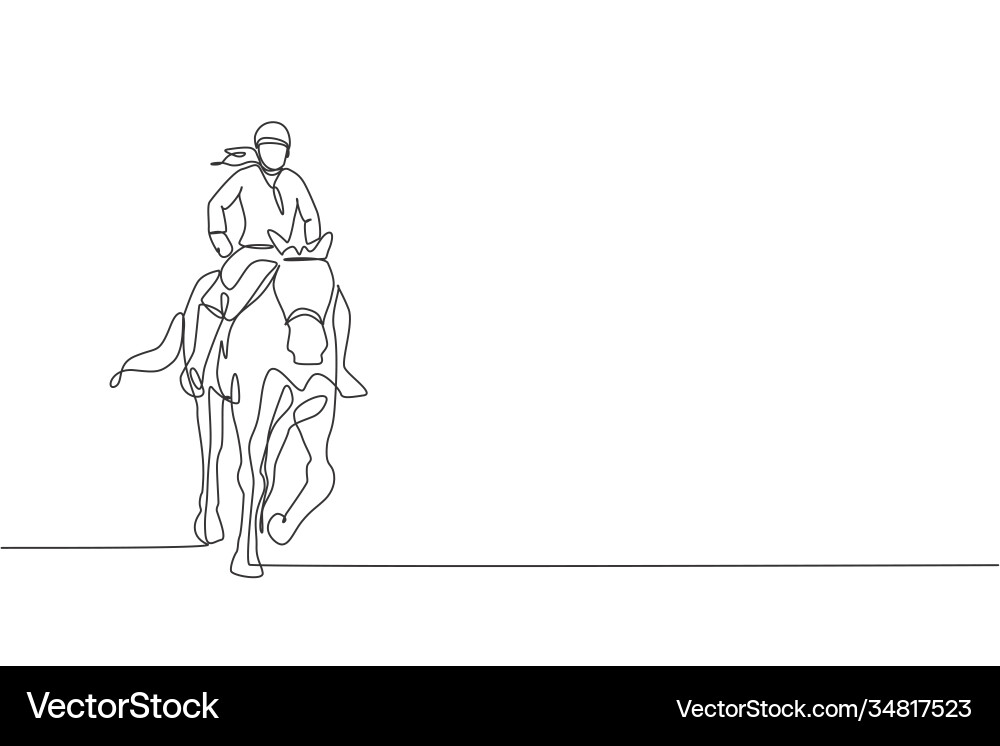 Single Line Horse Rider Artwork Royalty Free Vector Image