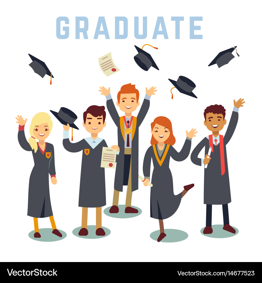 University young graduate students graduation Vector Image