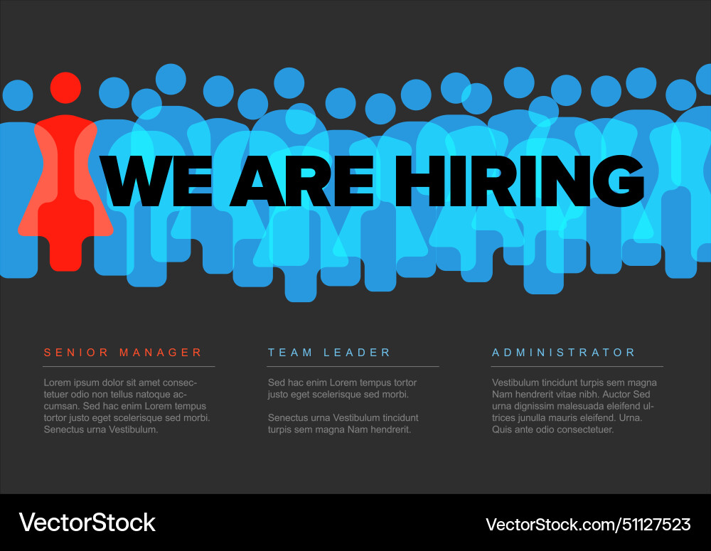 We are hiring blue and red dark minimalistic Vector Image