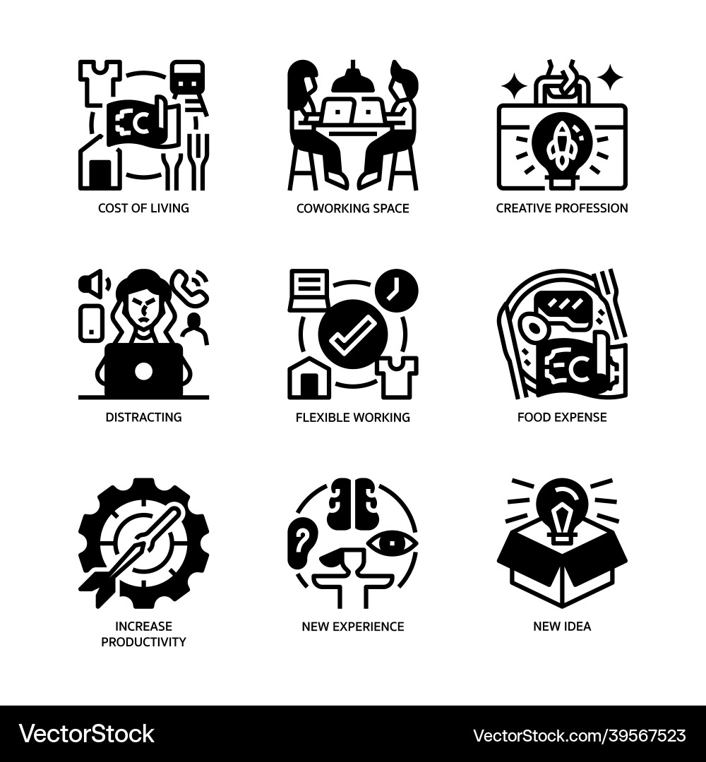 Workation icons set Royalty Free Vector Image - VectorStock