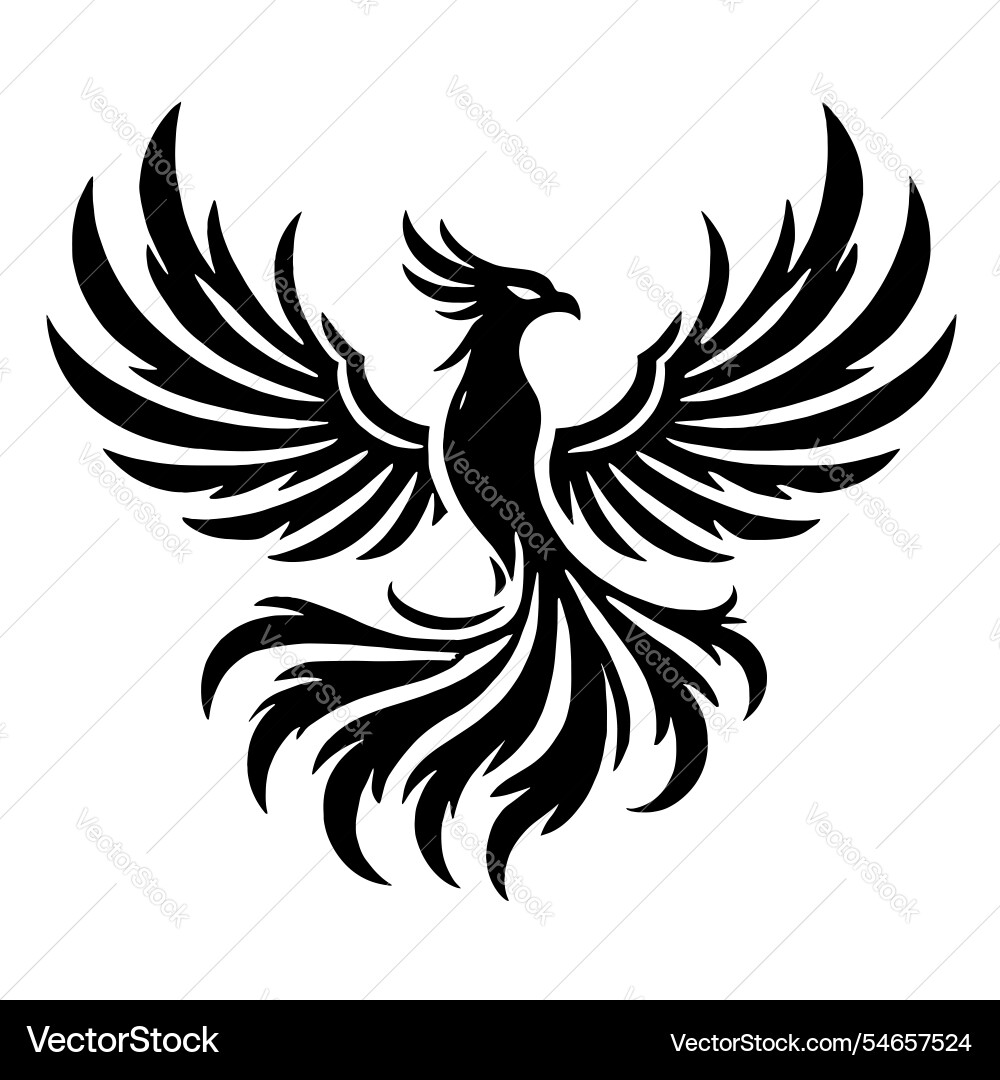 Black phoenix silhouette Royalty Free Vector Image