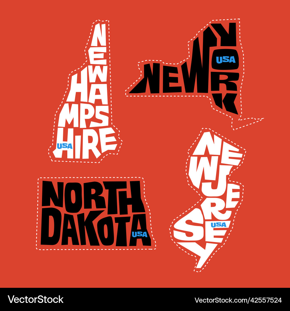 Distorted State Names Royalty Free Vector Image