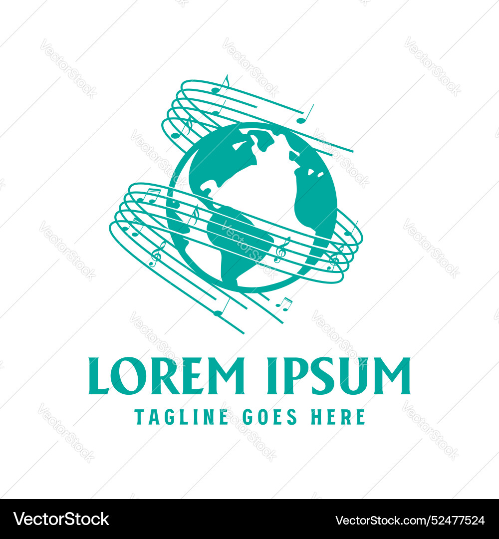 Earth globe with music note tone clef for world Vector Image