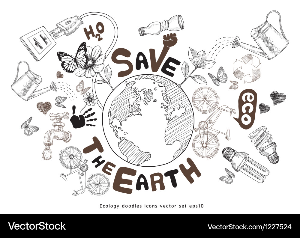 Green world drawing concept Royalty Free Vector Image
