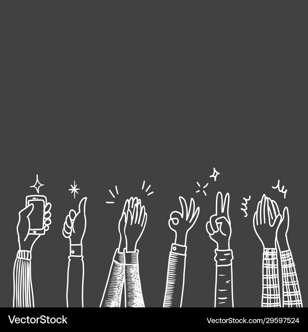 Hand drawn sketch style human hands clapping Vector Image