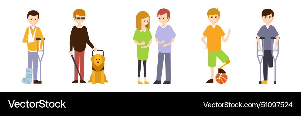 Happy disabled people character with disability Vector Image