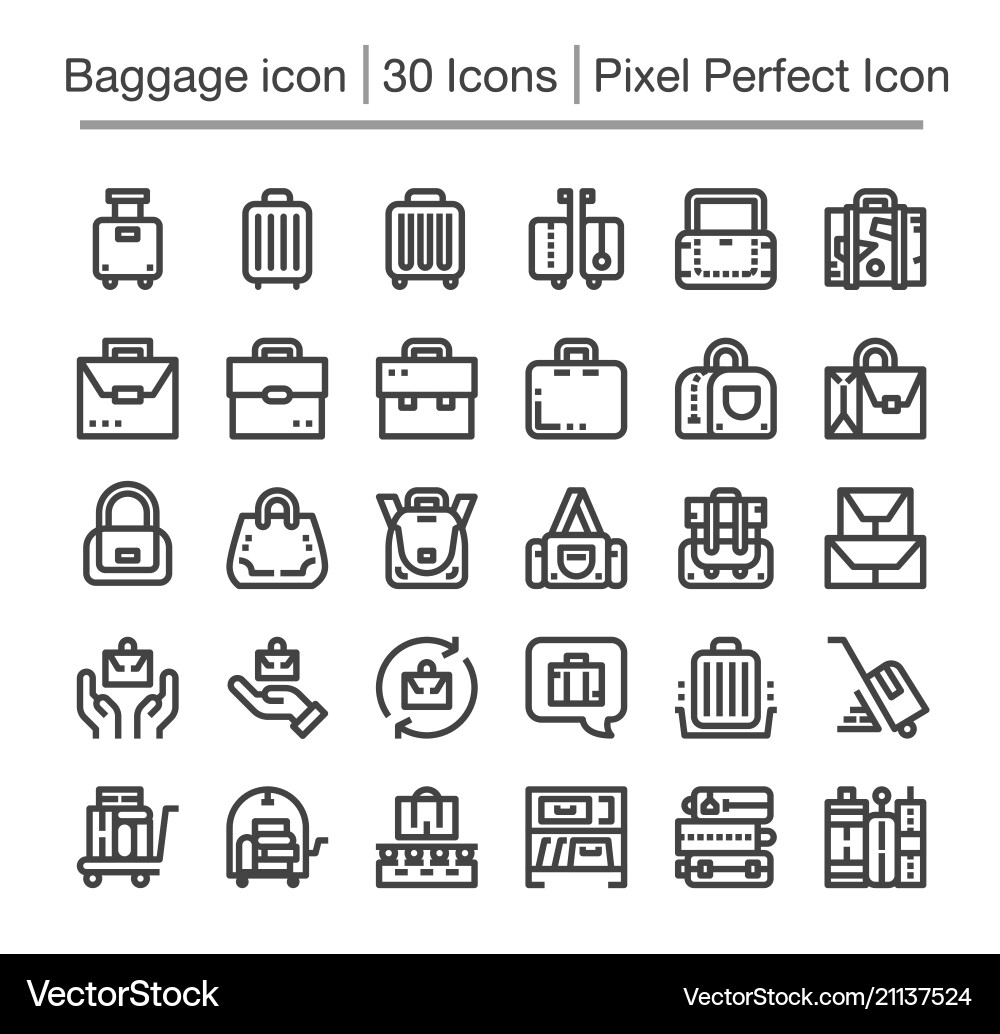 Luggage Icon Set - Line Art – Royalty-Free Vector | VectorStock
