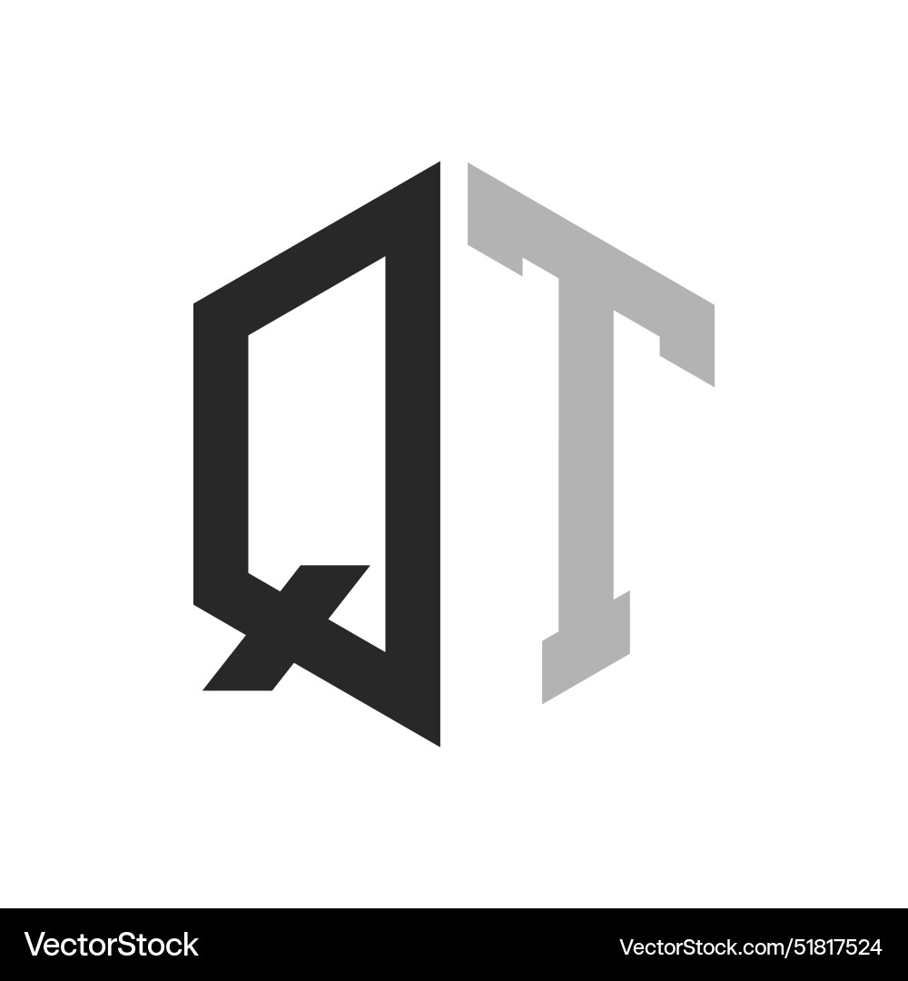 Modern unique hexagon letter qt logo design Vector Image