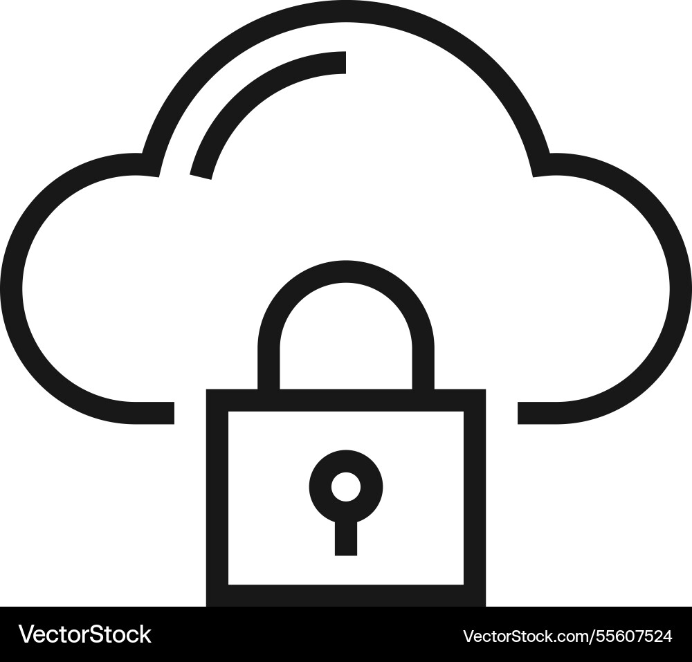 Network security flat line web icon concept Vector Image