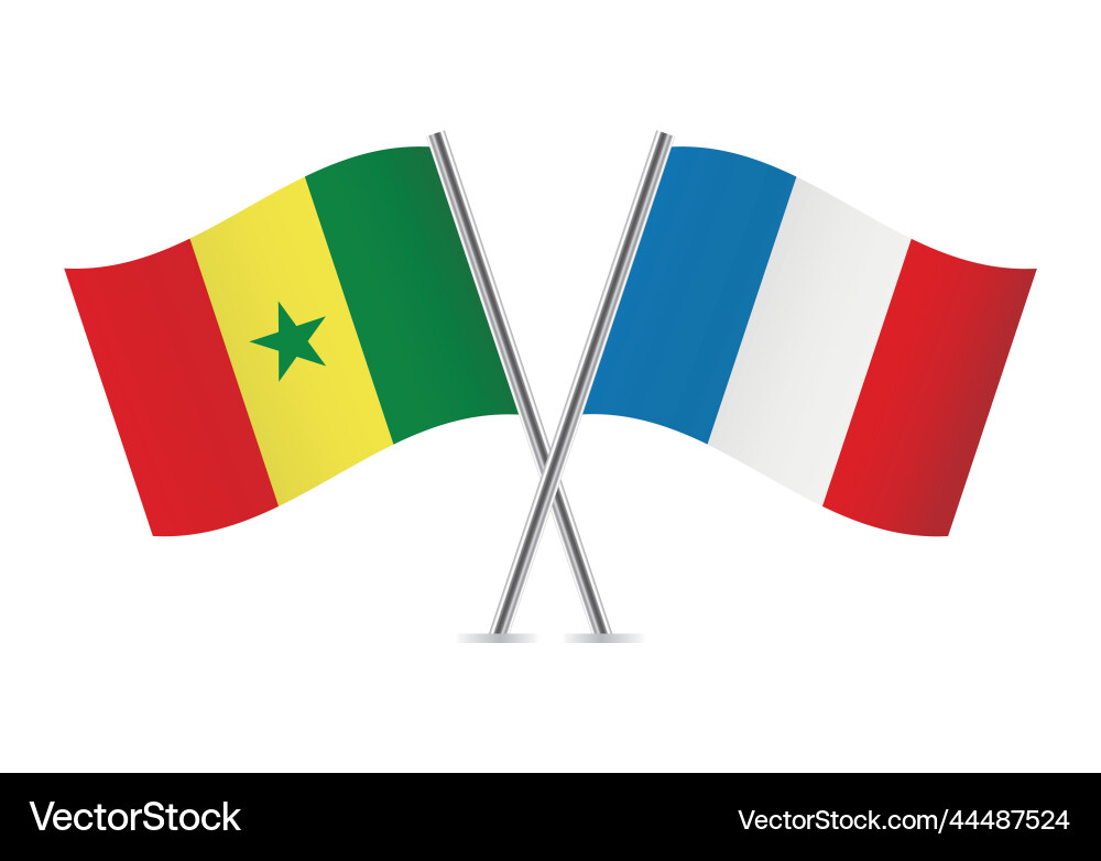 Senegal and france crossed flags Royalty Free Vector Image