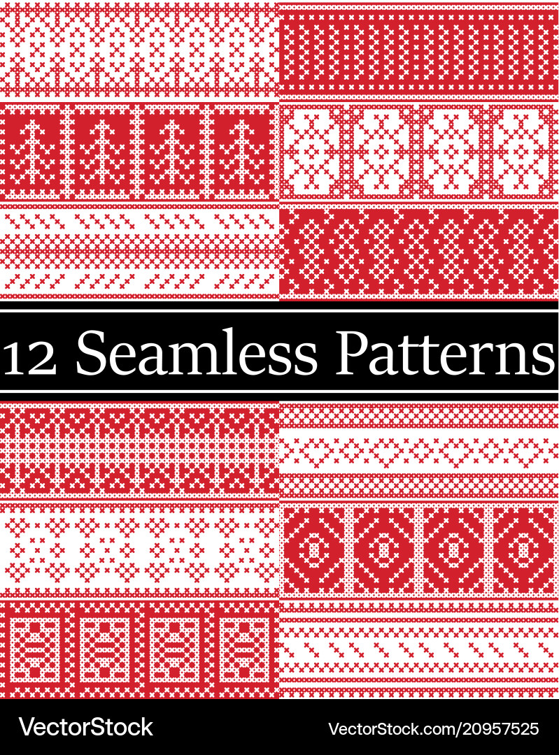 12 scandinavian patterns inspired Royalty Free Vector Image