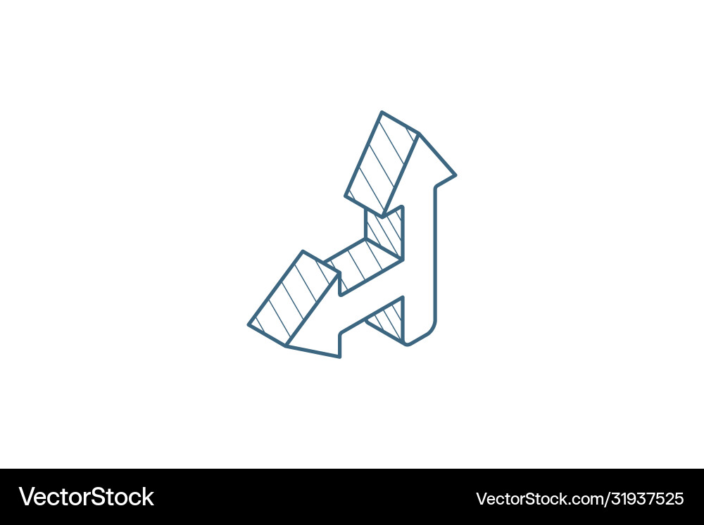 Arrow cross turn left isometric icon 3d line art Vector Image