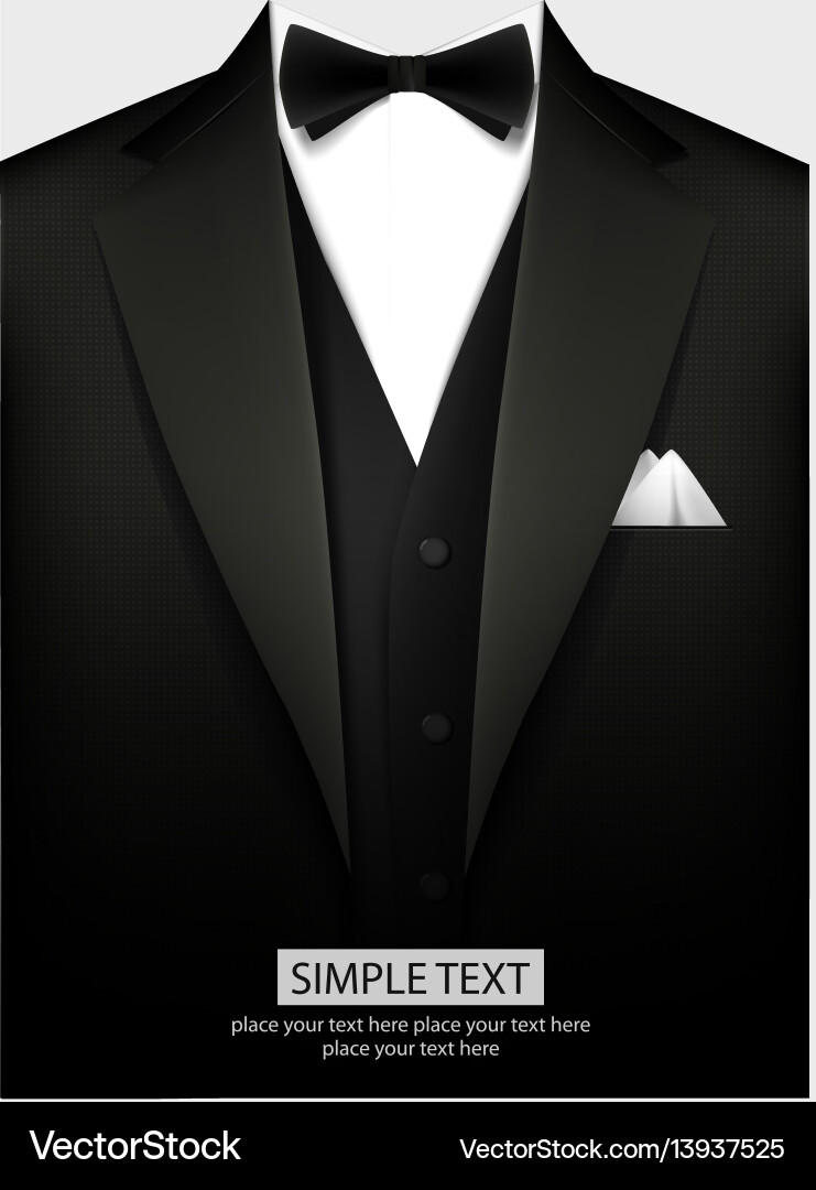 Elegant Black Tuxedo With Bow Tie Royalty Free Vector Image