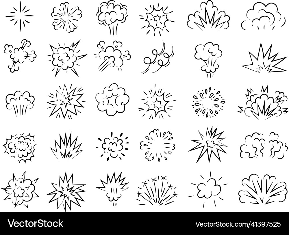 Explosion doodles linear sketches of surprise Vector Image