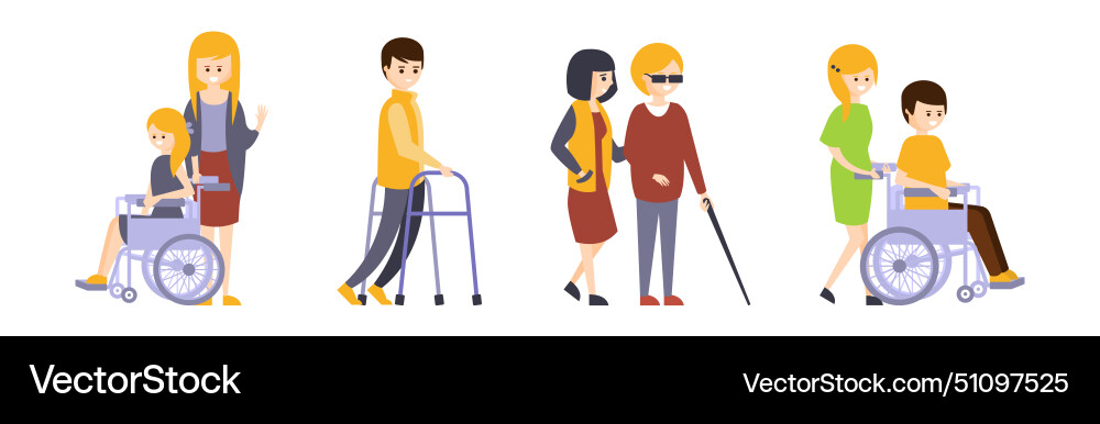 Happy disabled people character with disability Vector Image