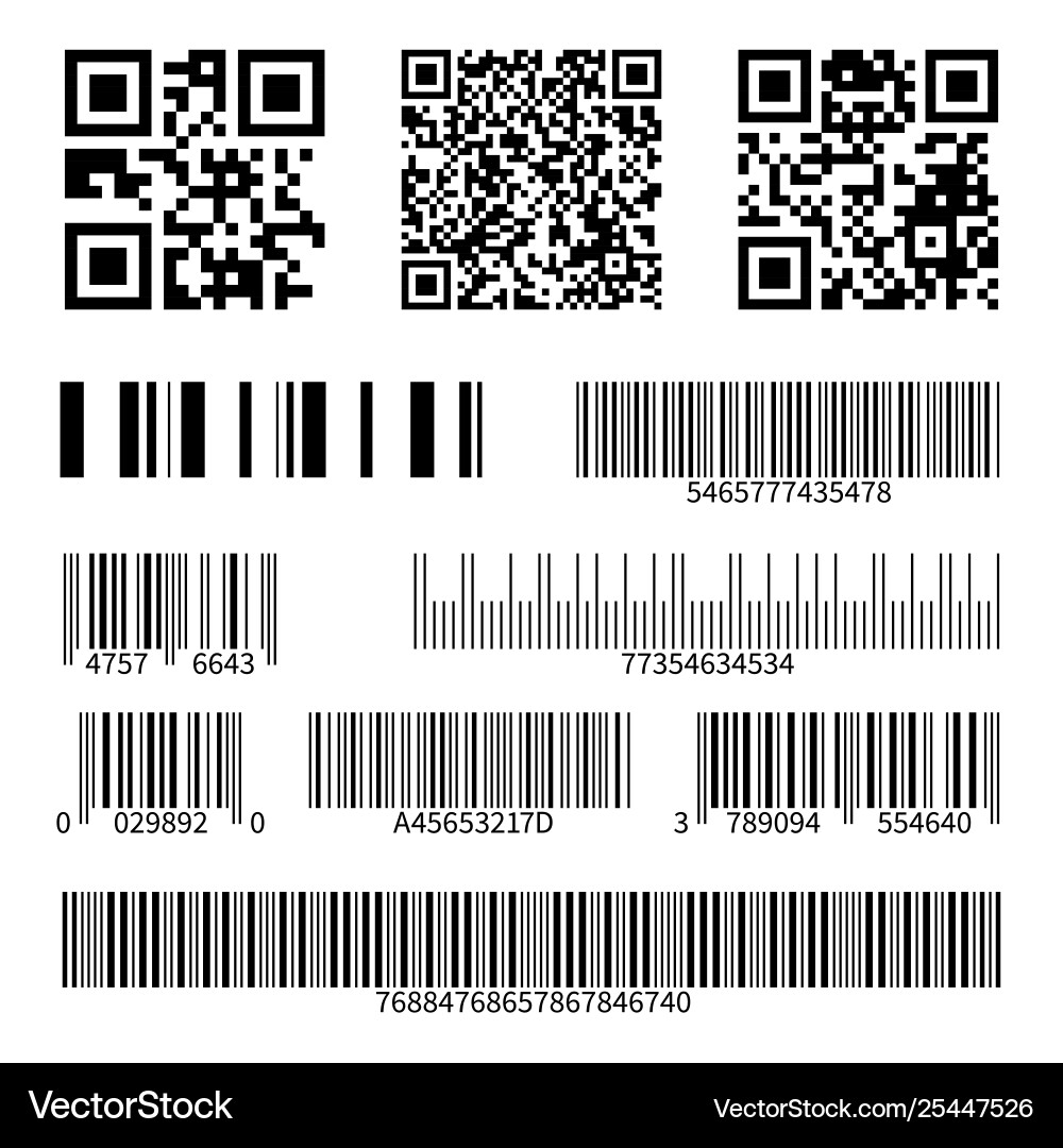 Barcodes supermarket scan code bars and qr codes Vector Image