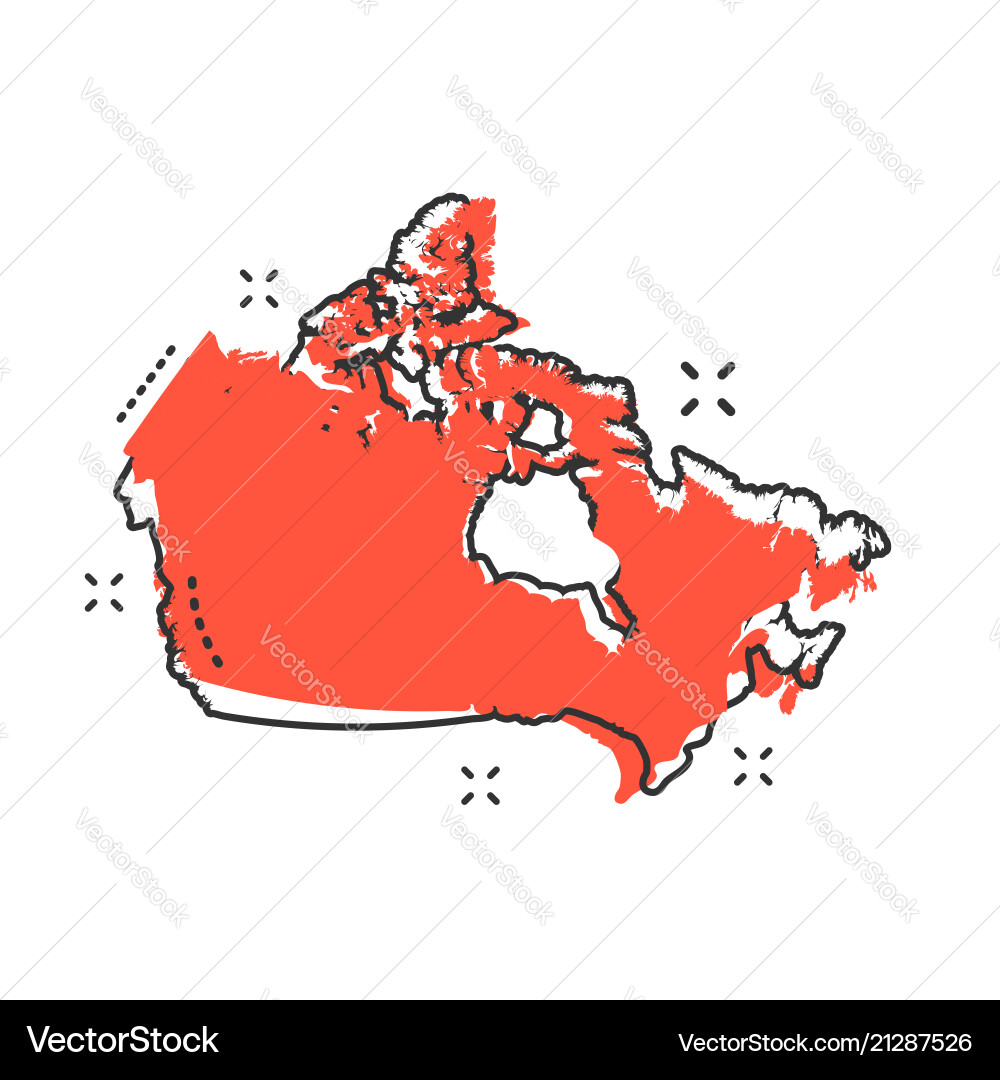 Canada Map Icon - Comic Style Royalty Free Vector Image