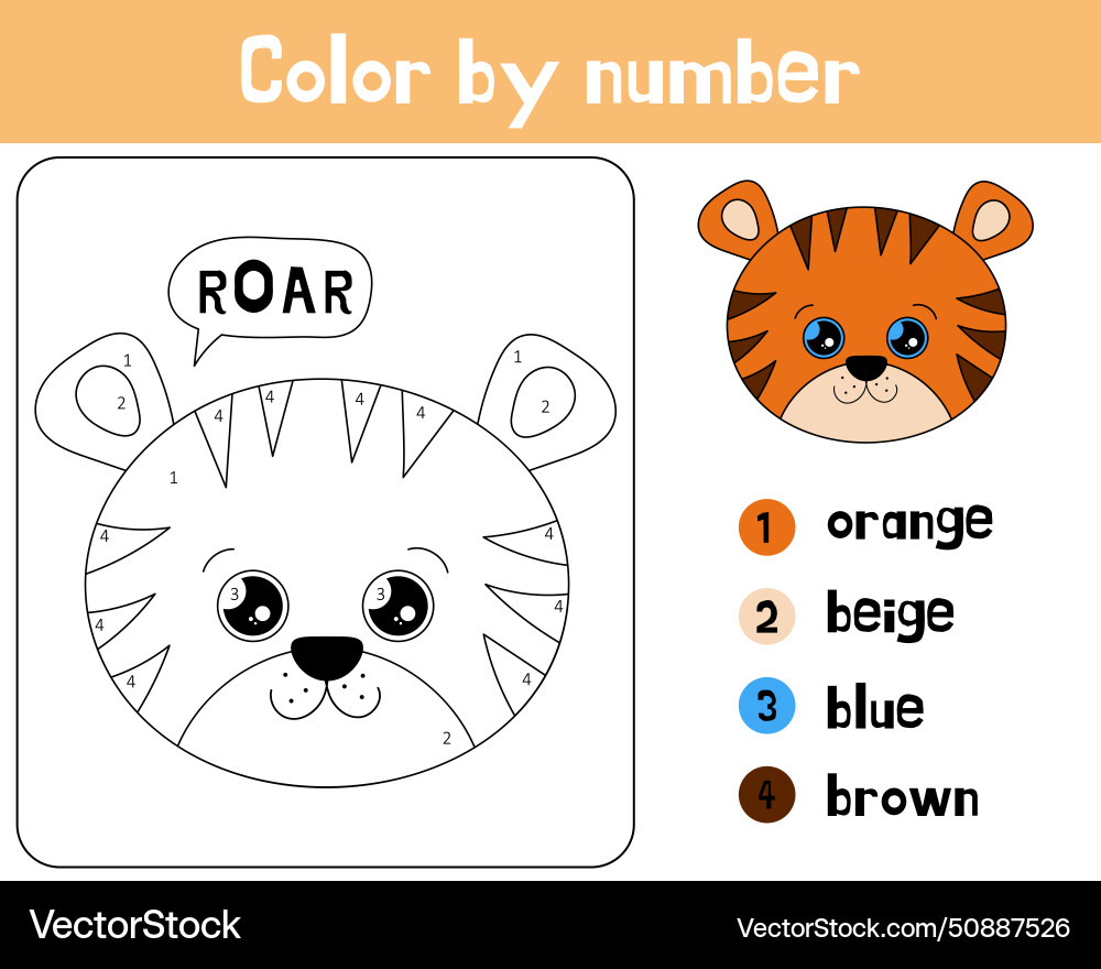 Color by number educational coloring page Vector Image