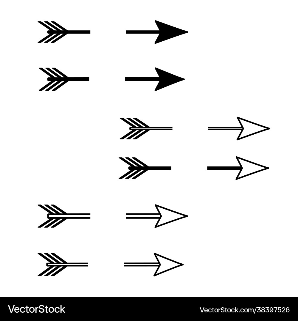 Decorative arrows collection bow arrow Royalty Free Vector