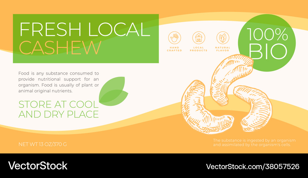 Fresh local nuts label template abstract Vector Image