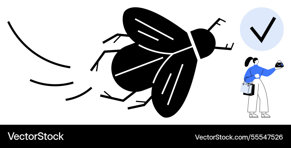 Giant fly buzzing with motion lines as a person Vector Image