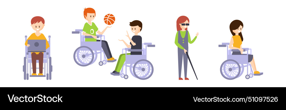 Happy disabled people character with disability Vector Image