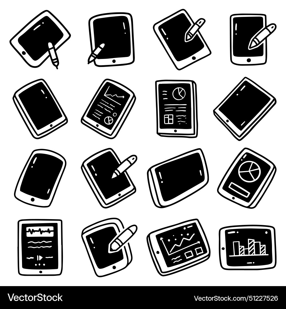 Ipad tablet outline cartoon cute Royalty Free Vector Image