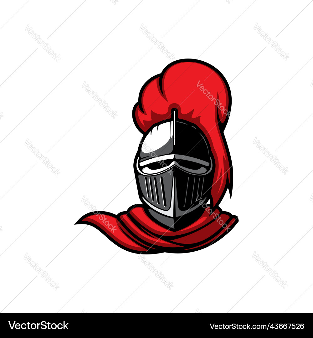 Knight head in helmet front view mascot Royalty Free Vector