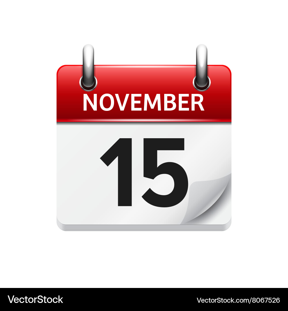 November 15 flat daily calendar icon Royalty Free Vector