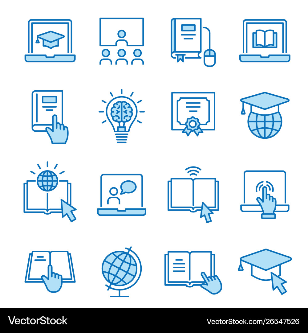 Online Education Flat Icons - Study Set Royalty Free Vector