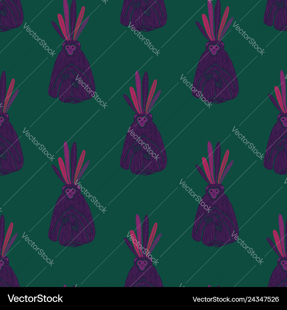 Seamless pattern with gibbon monkey Royalty Free Vector