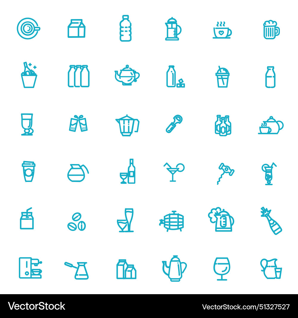 147 drinks thin icon set Royalty Free Vector Image