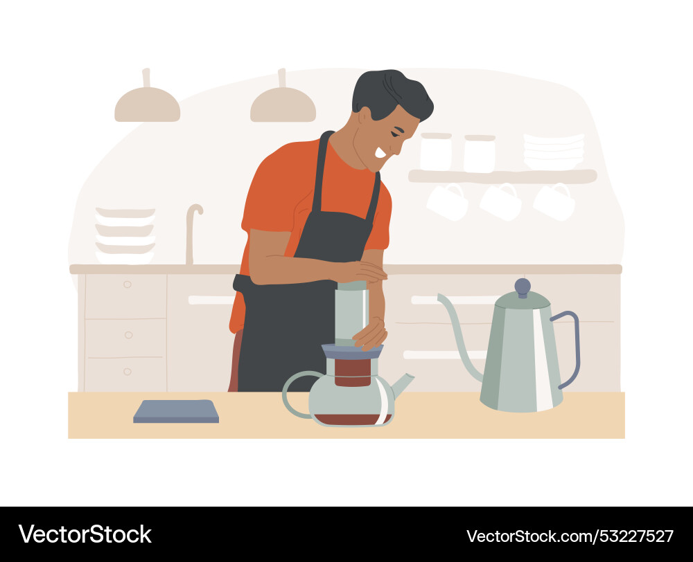 Aeropress coffee isolated cartoon Royalty Free Vector Image