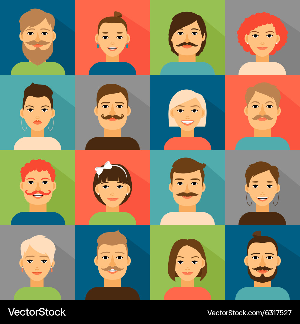 Avatar app icons user hipster face set Royalty Free Vector