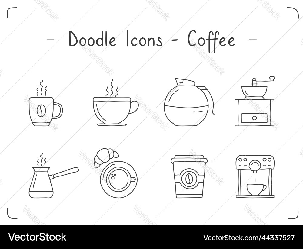 Coffee doodle icons Royalty Free Vector Image - VectorStock