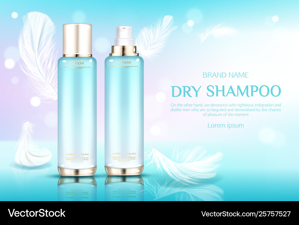 Dry shampoo cosmetic bottles with sprayer cap Vector Image